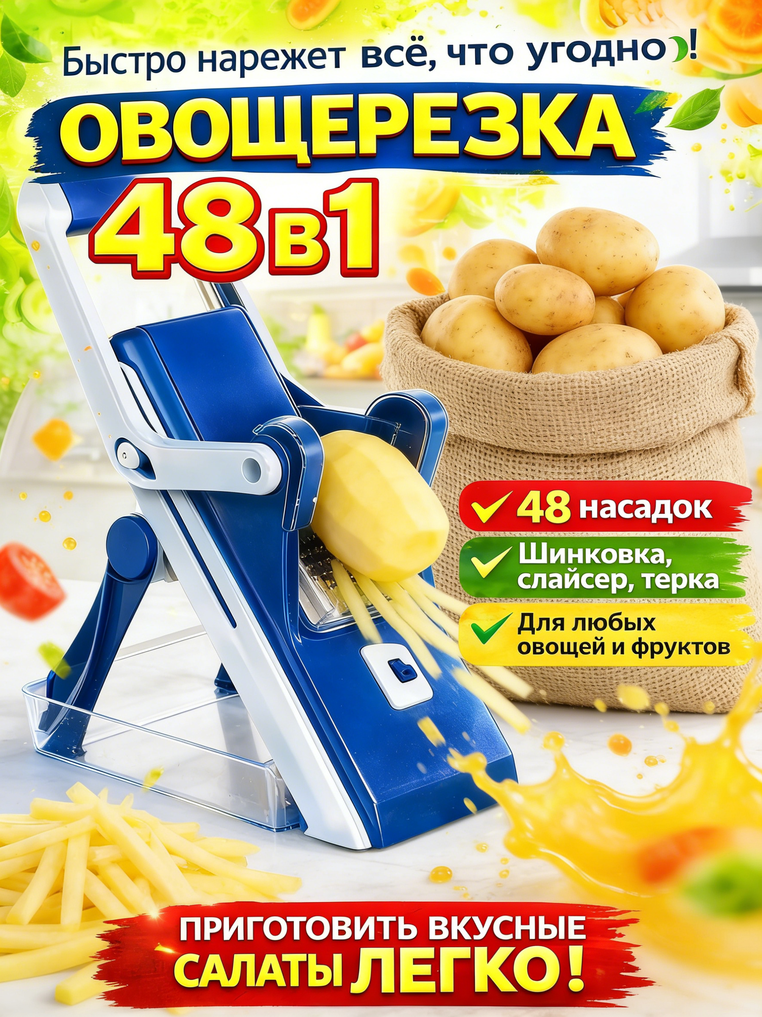 Овощерезка многофункциональная ручная слайсер для нарезки