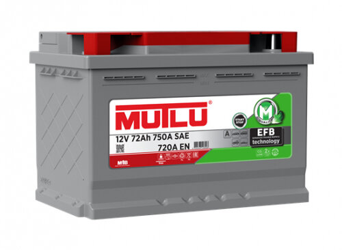 Аккумулятор Mutlu EFB. L3.72.072. A, 278х175х190, обратная полярность, 72 Ач