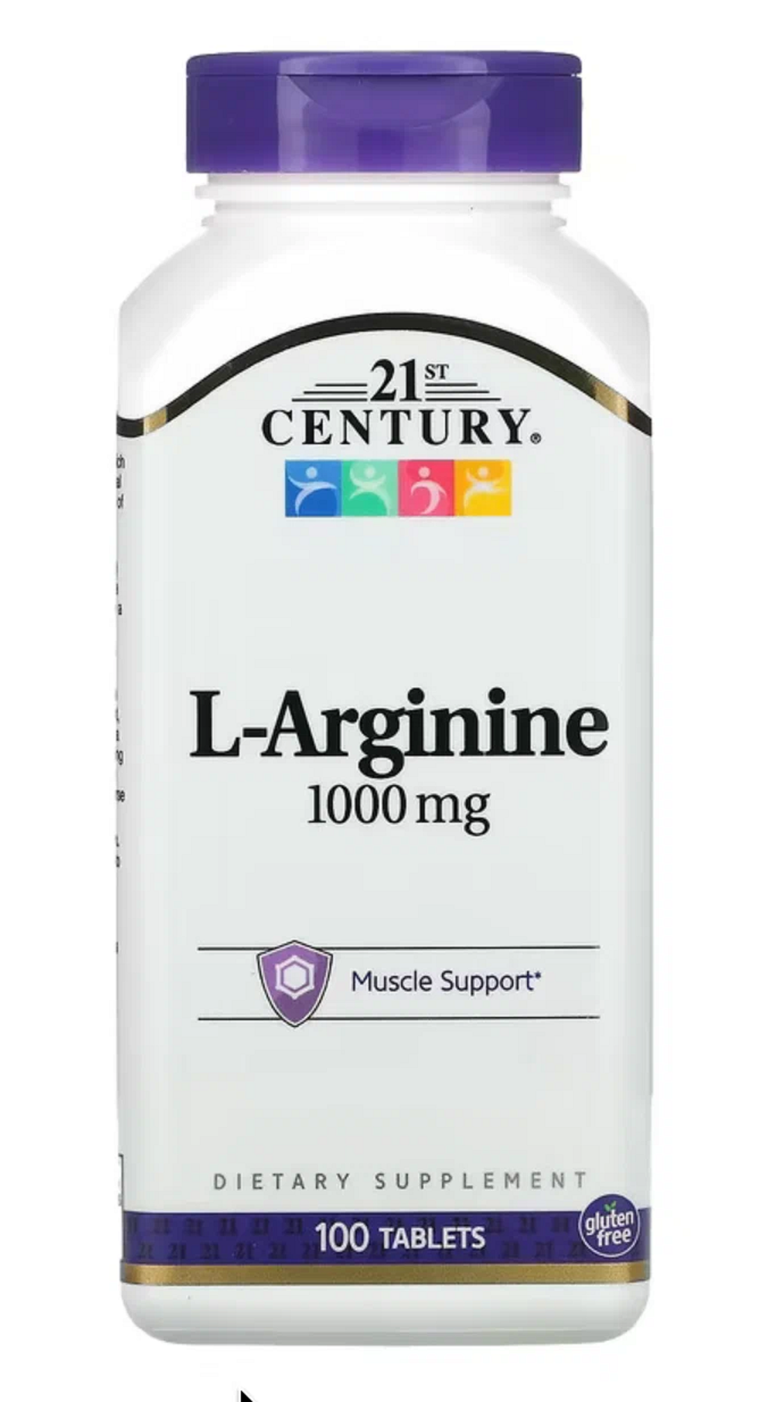 БАД 21st Century L-Аргинин, аминокислоты, для женщин и мужчин, 1000мг, 100 тб