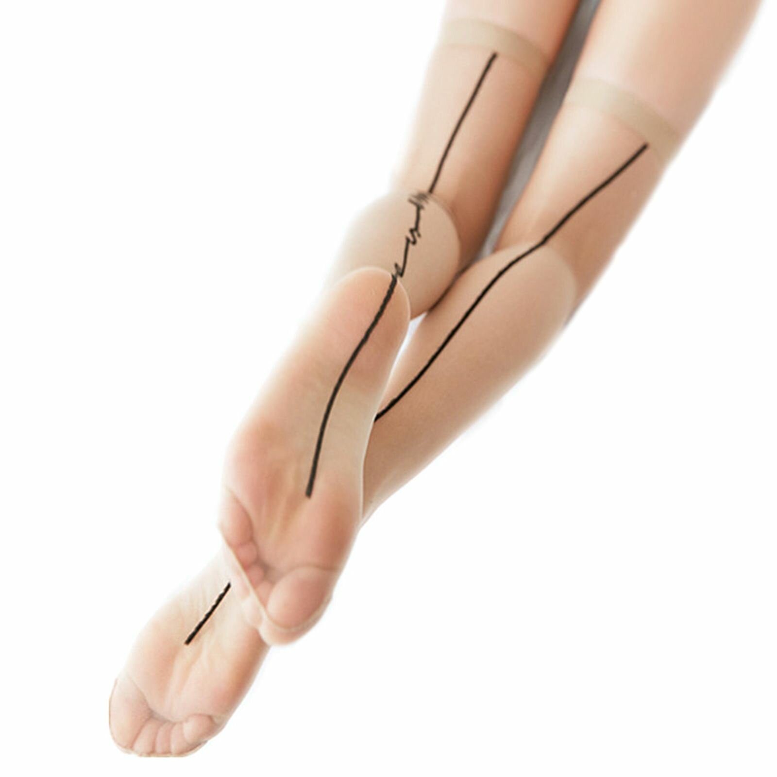 Чулки с кубинским каблуком полупрозрачные колготки швом сзади