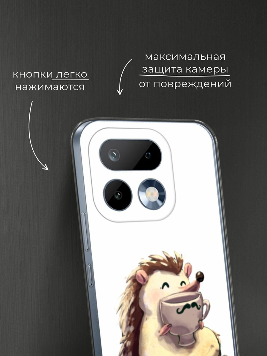 Силиконовый чехол на Realme 16 Pro / Реалме 16 Про с принтом Еж кофеман — фото 1