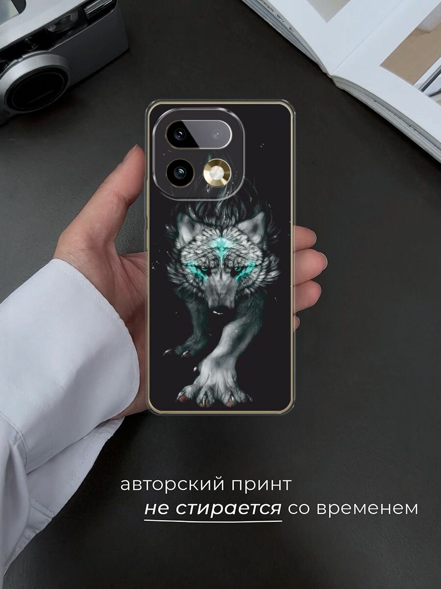 Чехол на Realme 16 Pro+ / Реалме 16 Про+ с принтом Крадущийся волк — фото 1