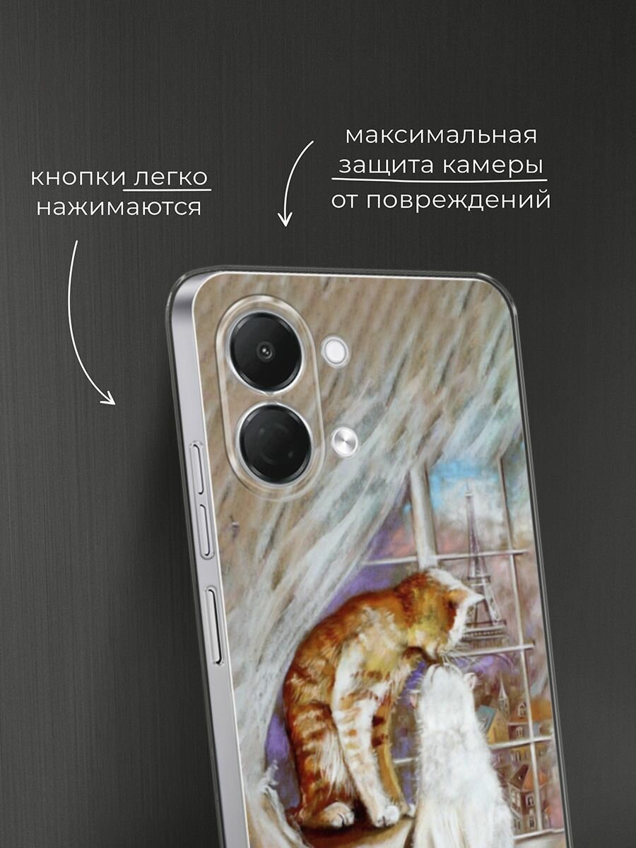 Чехол на Tecno Spark Go 3 / Текно Спарк Го 3 с принтом Влюбленные котики 1 — фото 1