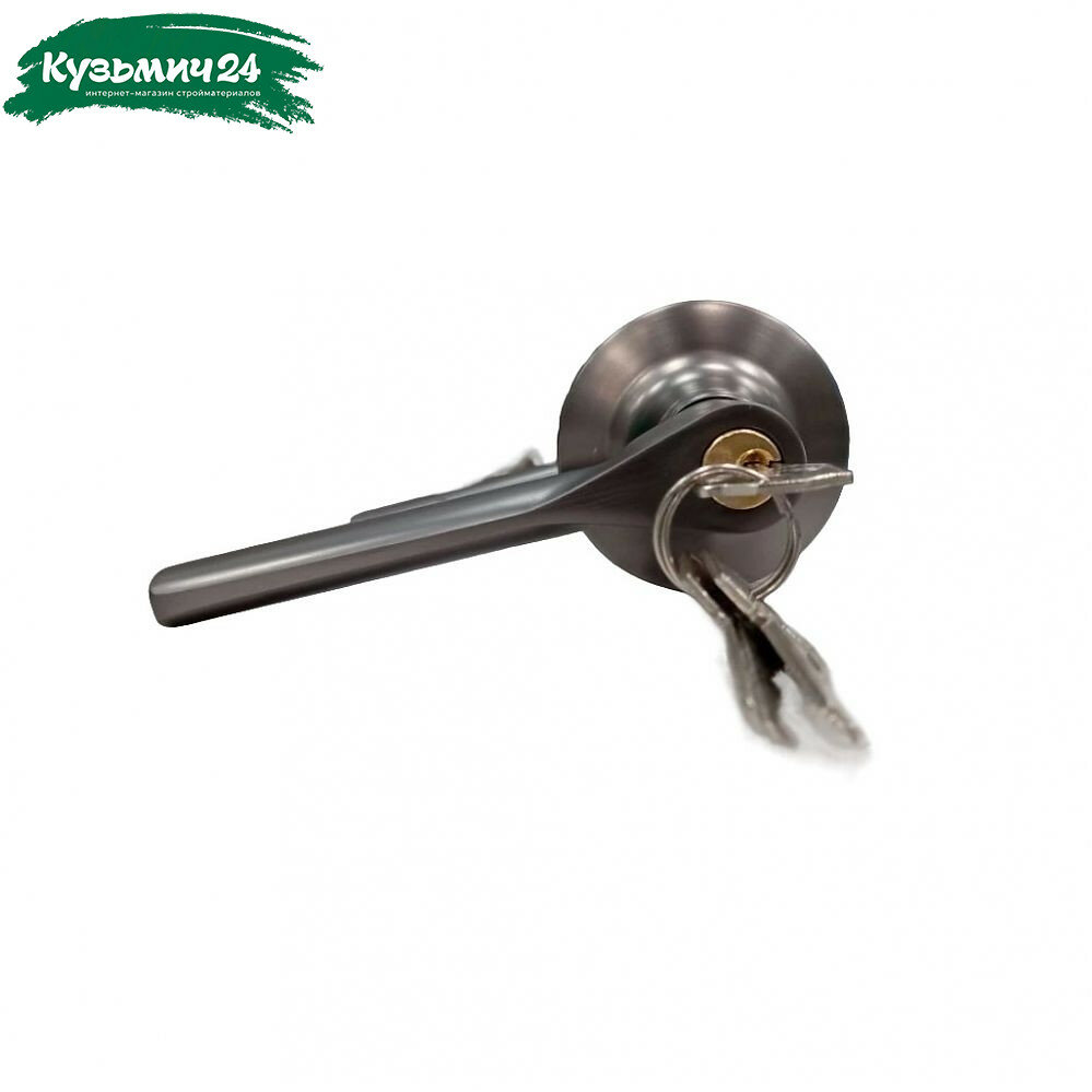 Защелка врезная Avers 8023-01-GRF с ручками, с фиксатором и ключом, для межкомнатных дверей, алюминий, сталь, графит