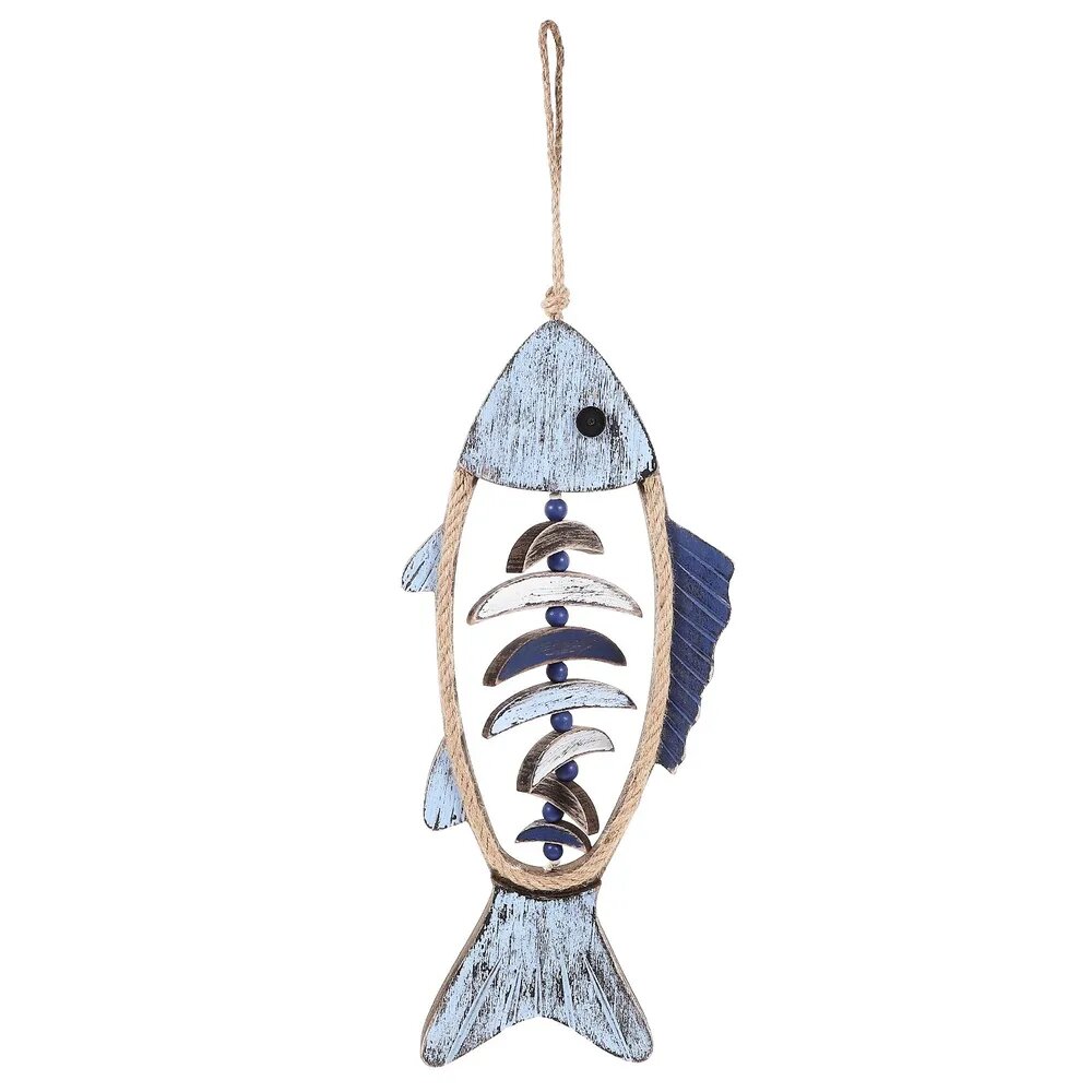 Настенная композиция с рыбой, элегантный дизайн, 49x19 см, в средиземноморской технике