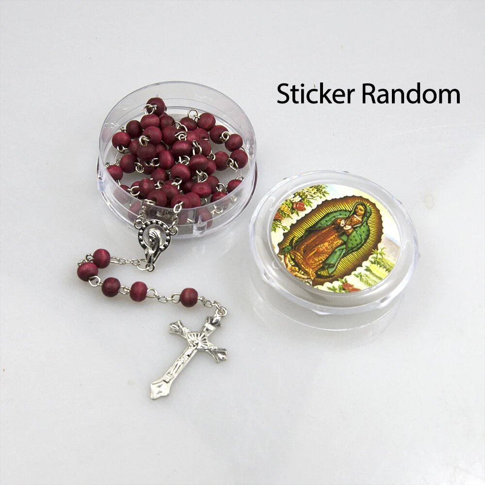 6 мм деревянное ожерелье-четки для женщин, четки, длинная цепочка, религиозный крест Девы Марии, кулон для мужчин, вечерние украшения с коробками