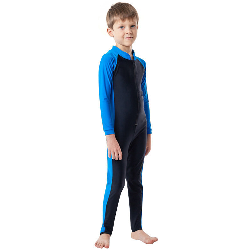 Детский костюм для плавания с защитой от солнца, черно-синий, сухой, размер XL для девочек