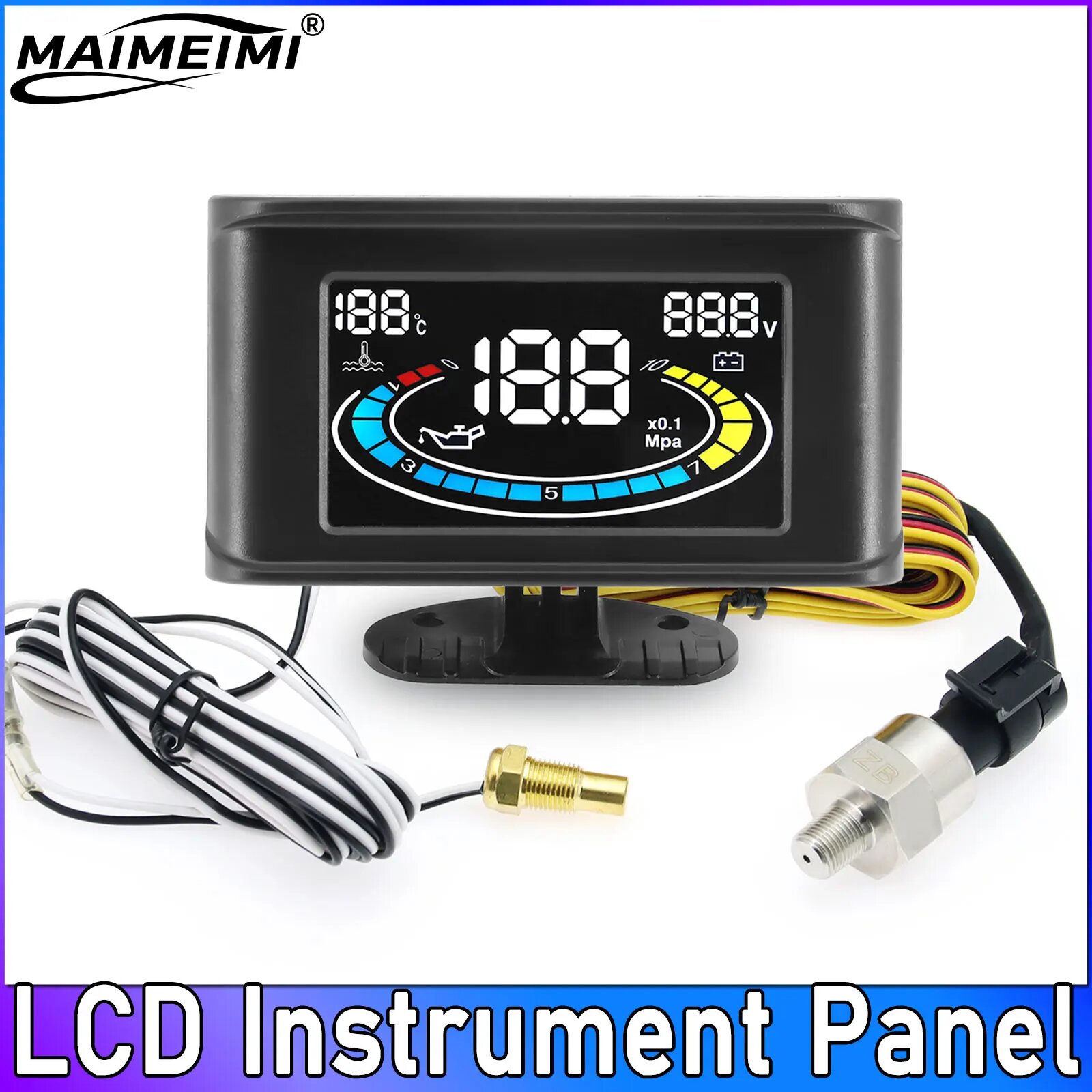 Автомобильный ЖК-дисплей 3-в-1, Измеритель Давления Масла, Вольтметр, Датчик Температуры Воды, 10 Мм NPT 1/8
