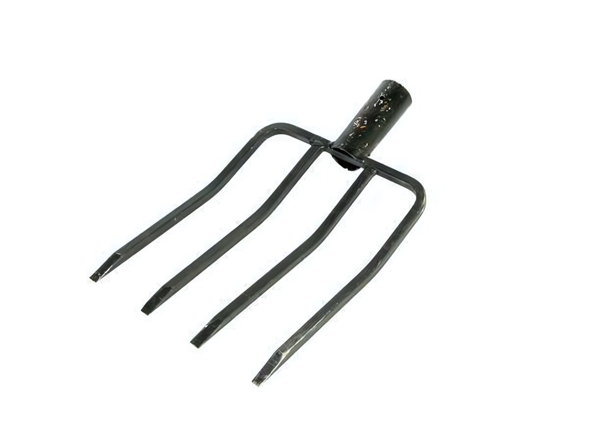 Вилы садовые 4-х рогие сварные без черенка, надежная металлическая рабочая часть для дачи, черный цвет