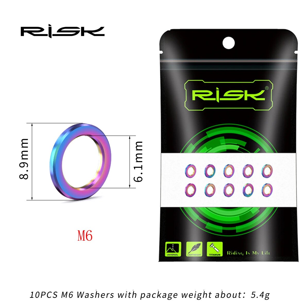 RISK шайбы M6, цвет M6 CL, 10 шт