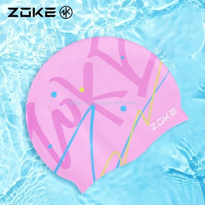 Розовая силиконовая шапочка для плавания ZOKE