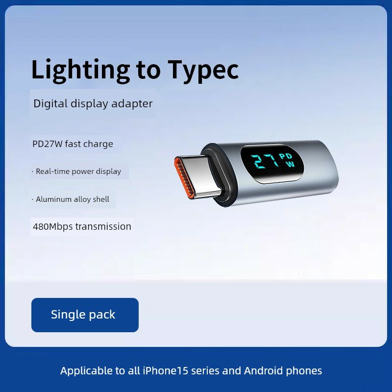 Адаптер Apple Lightning в Type-C с быстрой зарядкой 27 Вт, интеллектуальным дисплеем, для iPhone 15-16, цвет розовое