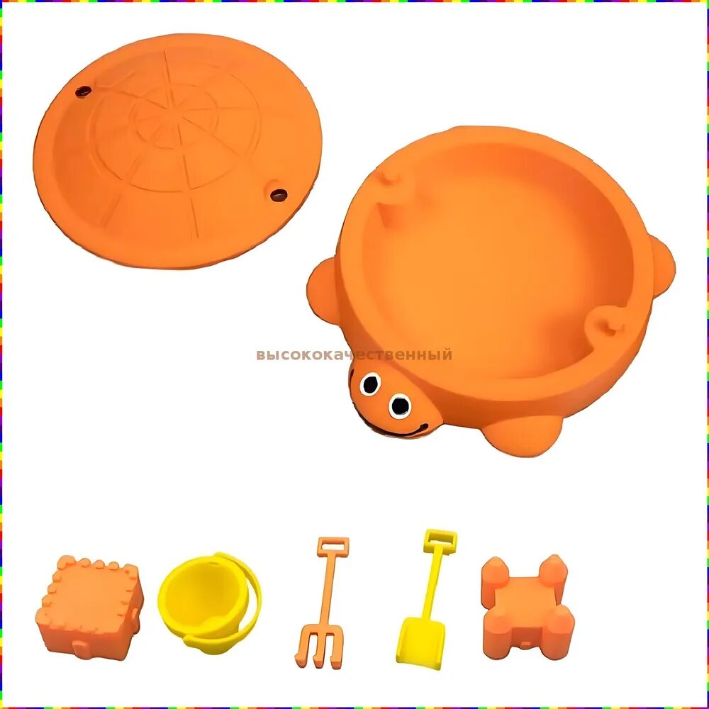 Миниатюрная оранжевая черепашка-песочница для 3D-печати с набором инструментов