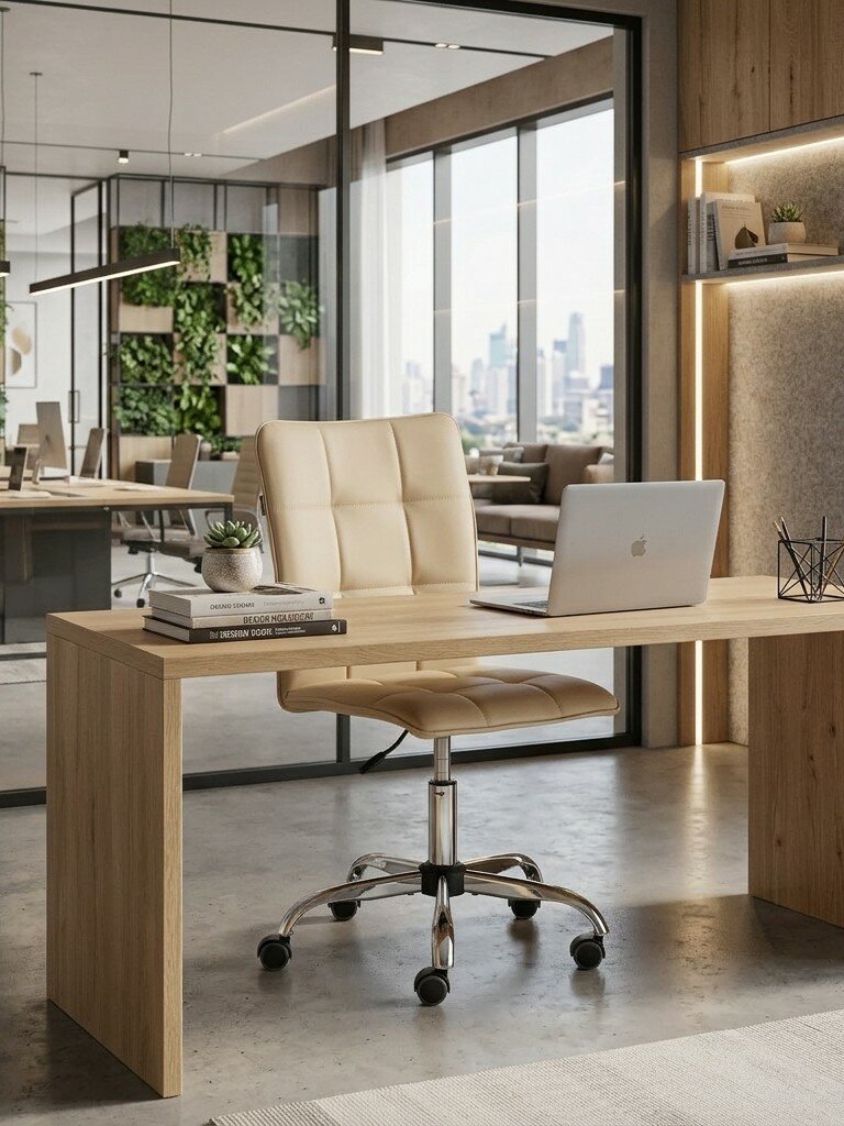 Кресло компьютерное TetChair бежевоое, искусственная кожа, максимальная нагрузка 100 кг