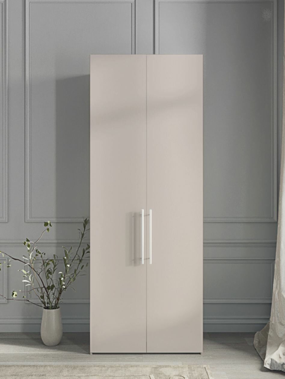 Casa Mia 60x50x220 см. Шкаф для одежды узкий распашной, 2-дверный с полками и штангой, кашемир, ручка рейлинг 320 мм