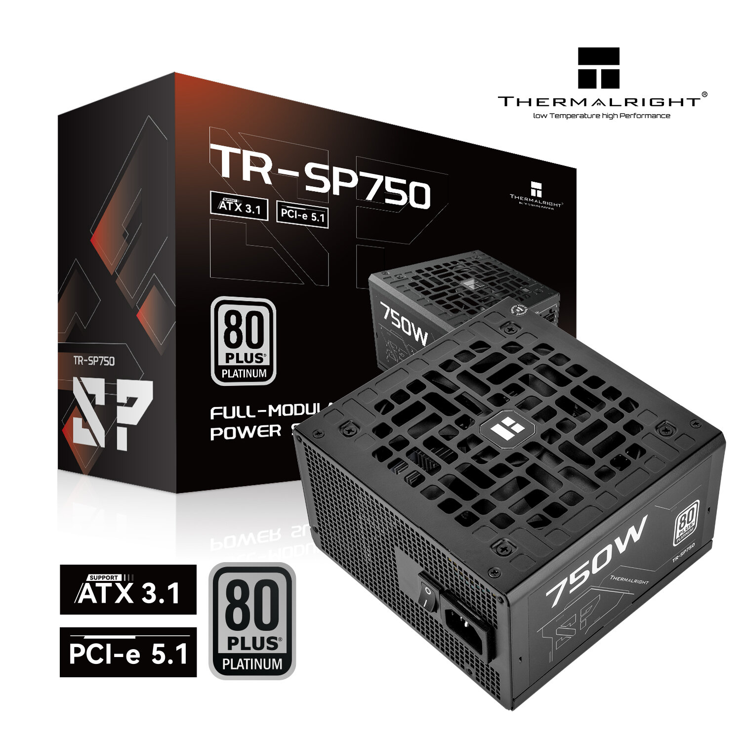 Блок питания Thermalright TR-SP750, 750Вт, 80 Plus Platinum, модульный