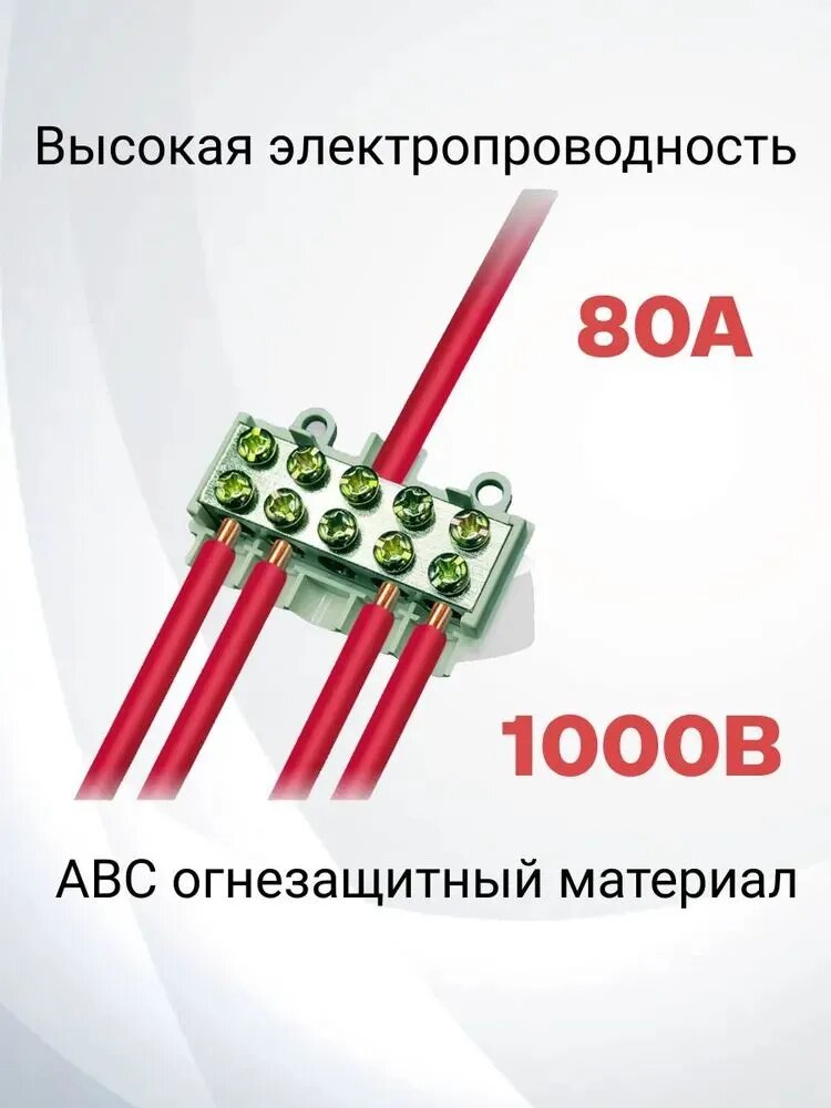 Клеммная колодка винтовая ZK516 на 80A 2 шт, синий, для надежного соединения проводов сечением до 16 мм