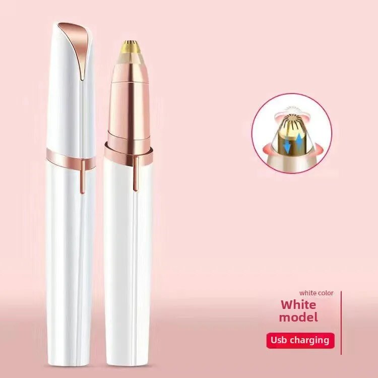 Белый электрический триммер для бровей USB F018