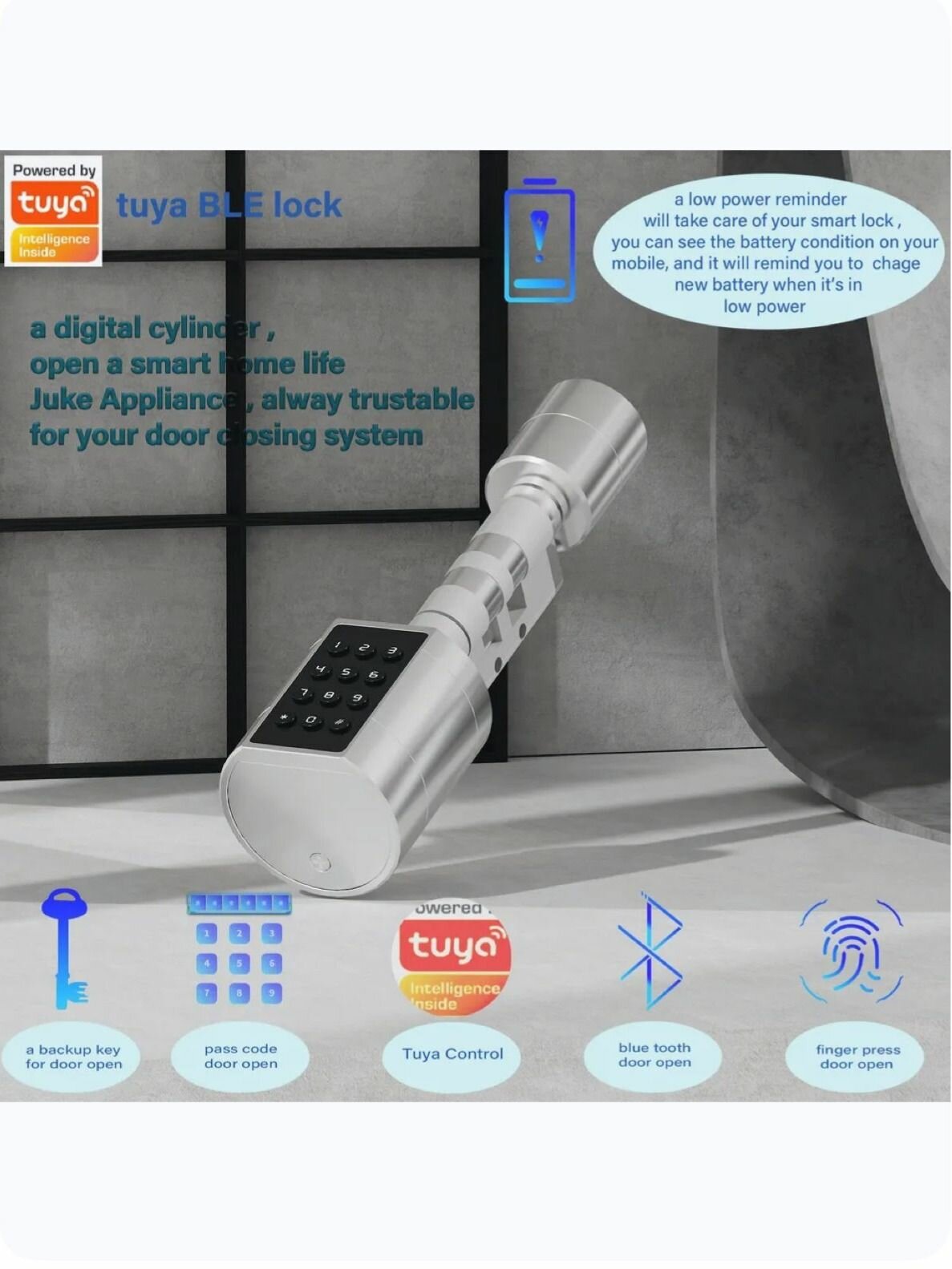 Умный цилиндр дверного замка Tuya Smart отпечаток пальца, код, Bluetooth, безопасность нового поколения