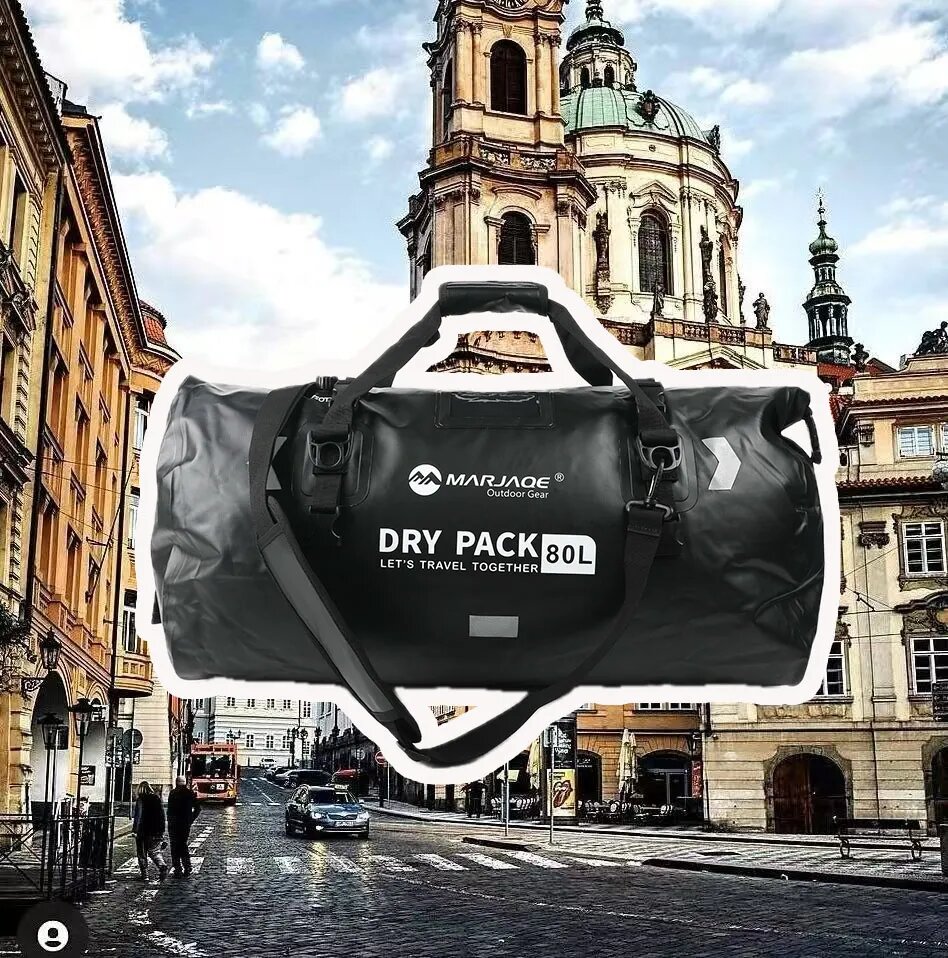 Сумка гермосумка MARJAQE DRY PACK 80L, черная, 80 литров, с широкими лямками, на плечо