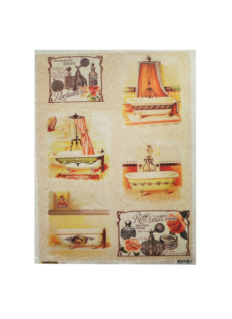 Рисовая бумага для декупажа Craft Premier Ванные комнаты (CP00287) (А3) (25г/м) (упаковка)