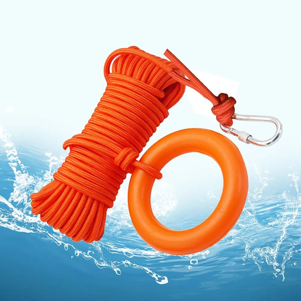 Веревка альпинистская, 30 м, красная веревка для скалолазания, с карабином и кольцом