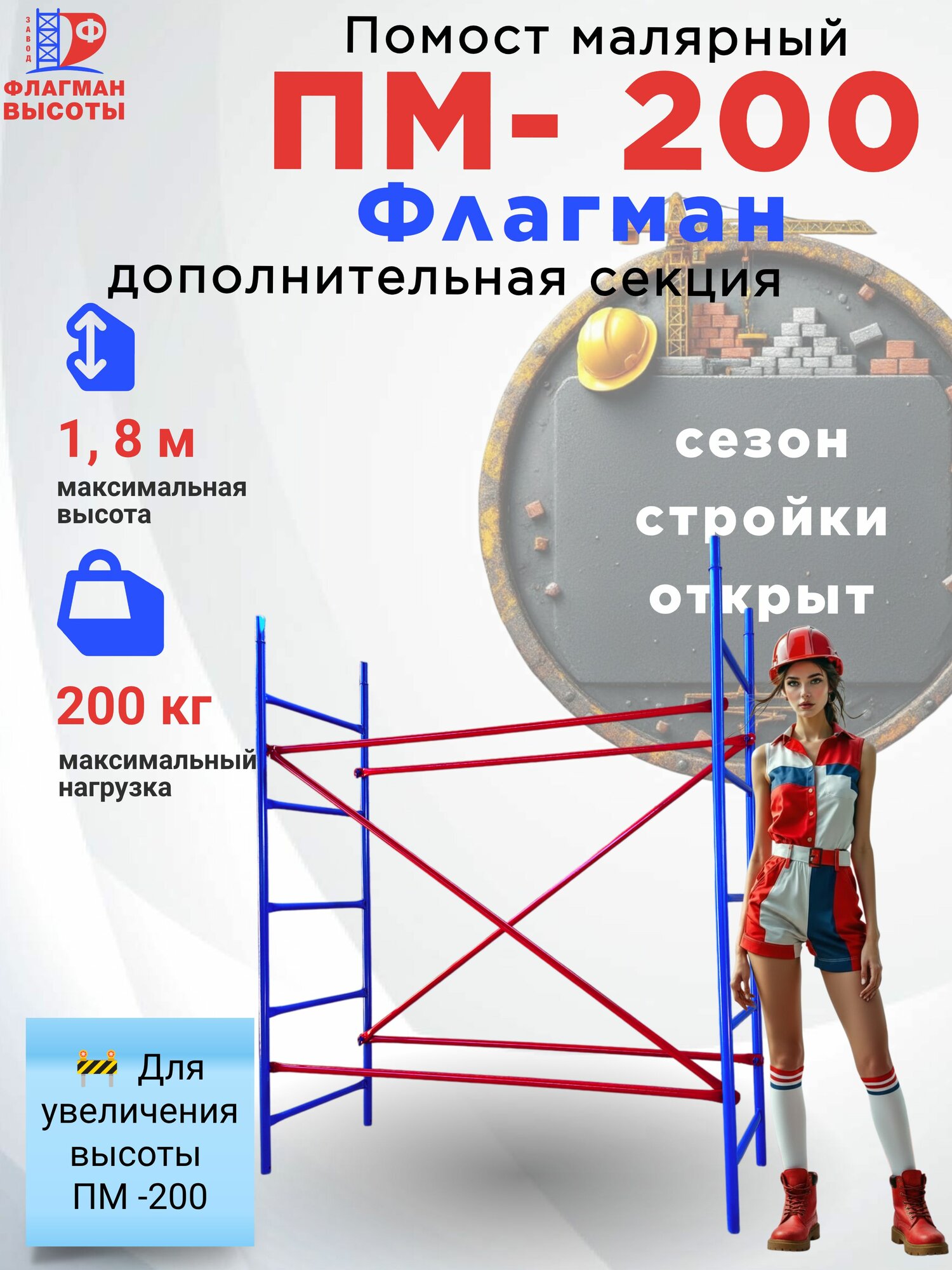 Помост малярный ПМ-200 дополнительная секция