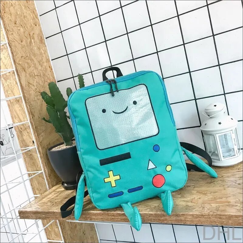 Рюкзак BMO Adventure Time школьный детский синий нейлон 40х30х40 см