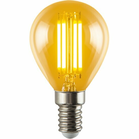 Лампа светодиодная филаментная Volpe LED-G45-5W/AMBER/E14/VLF