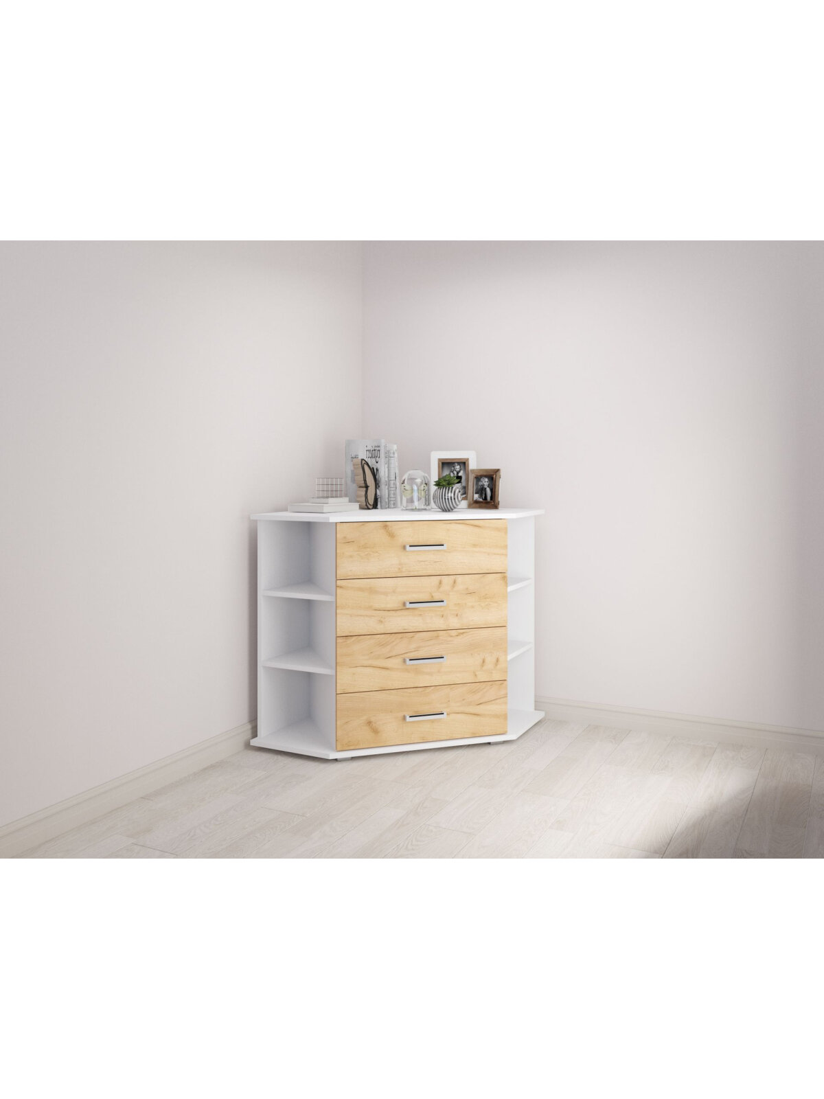 Угловой комод "Катрин 7 белый/крафт" Huge Mebel. Ширина 770 Высота 790. Комоды