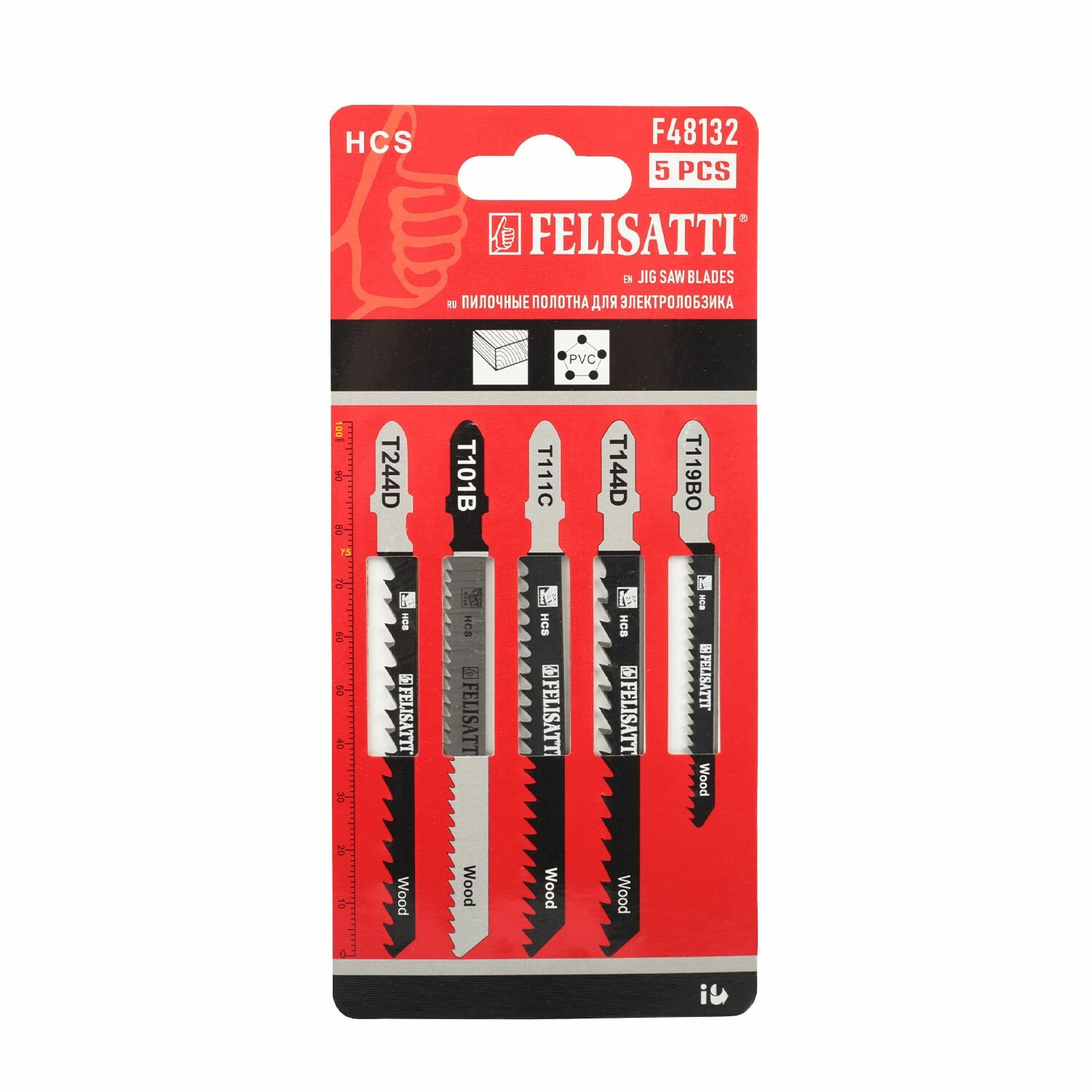 FELISATTI Набор Пилки лобзиковые Wood 5шт (T244D T101B T111C T144D T119BO) 084.5.0.05