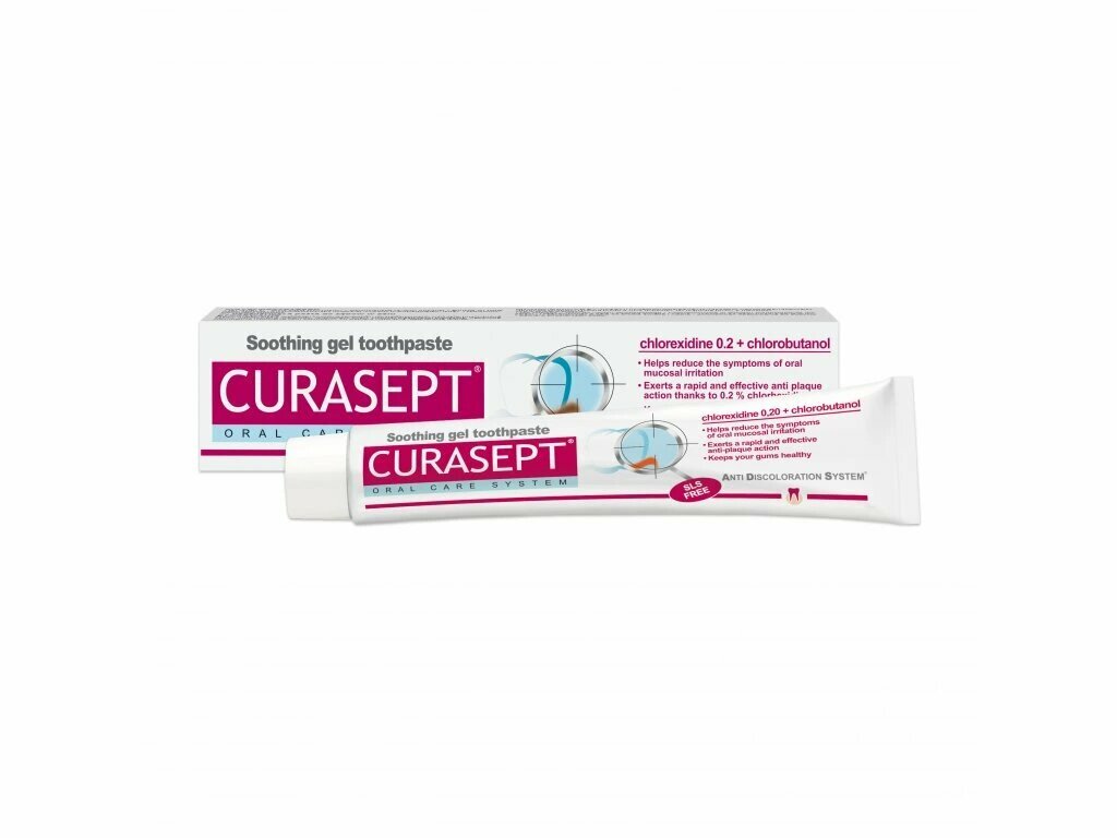 Зубная паста обезболивающая CURASEPT SOOTHING GEL TOOTHPASTE ADS 720 хлорбутанол, хлоргексидин 0,2% , 75мл, Италия