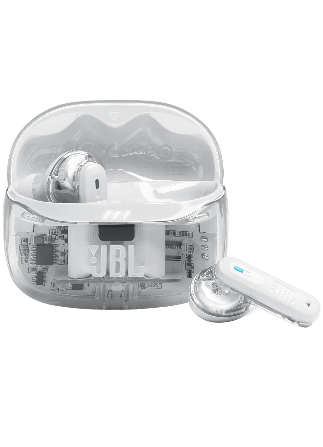 Беспроводные наушники JBL Tune Beam 2, TWS наушники с шумоподавлением, (Ghost White) Прозрачный белый