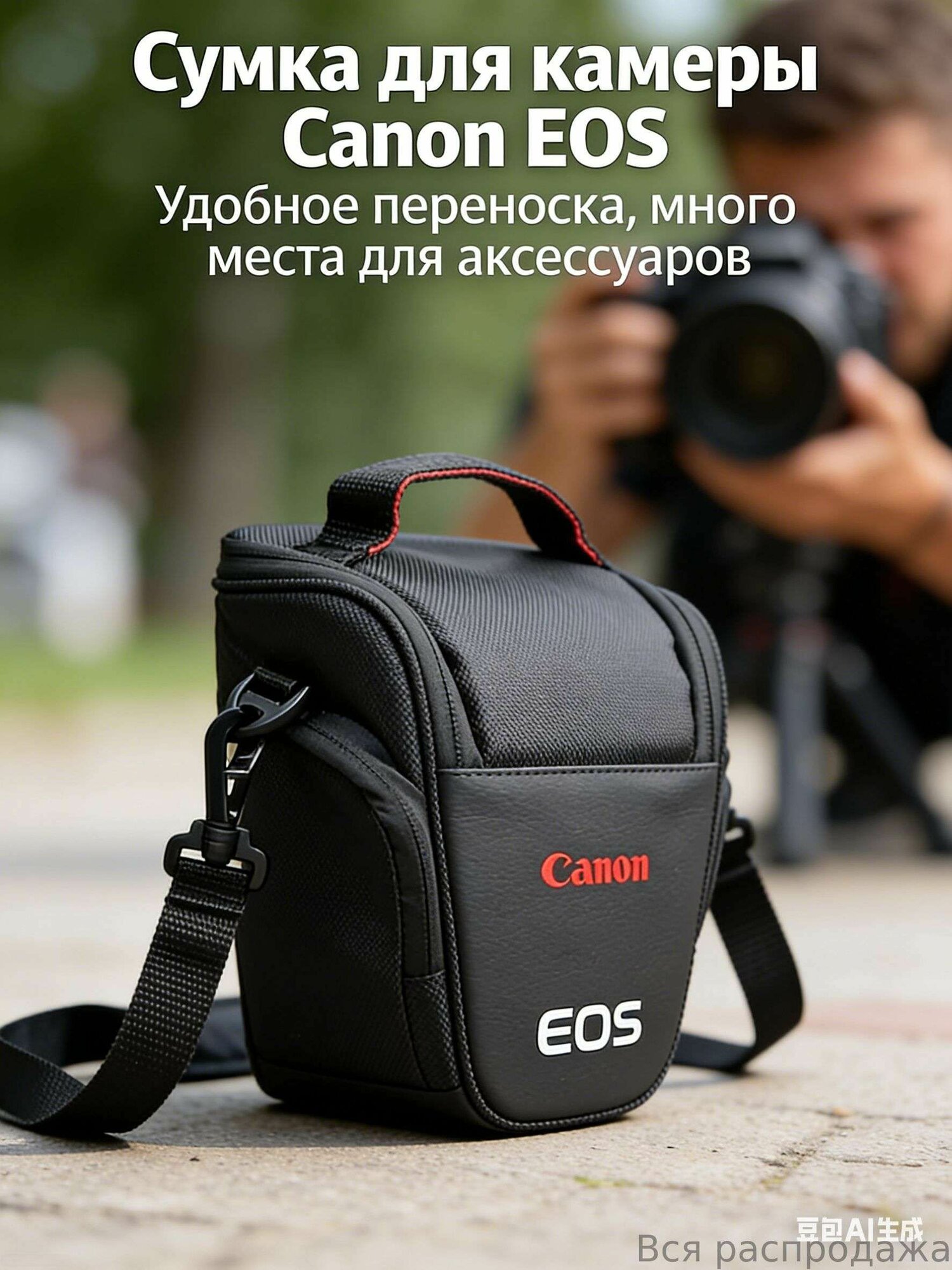Сумка для фотоаппарата CANON вертикальная чернаяСтильный и практичный, обеспечивающий надежную защиту