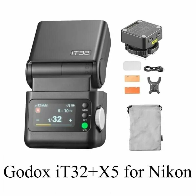 Вспышка Godox iT32+x5 HSS TTL 2.4G Беспроводной триггер для Nikon, Camera Flash TTL Mode Wireless Trigger Speedlite Magnetic Trigger Filter