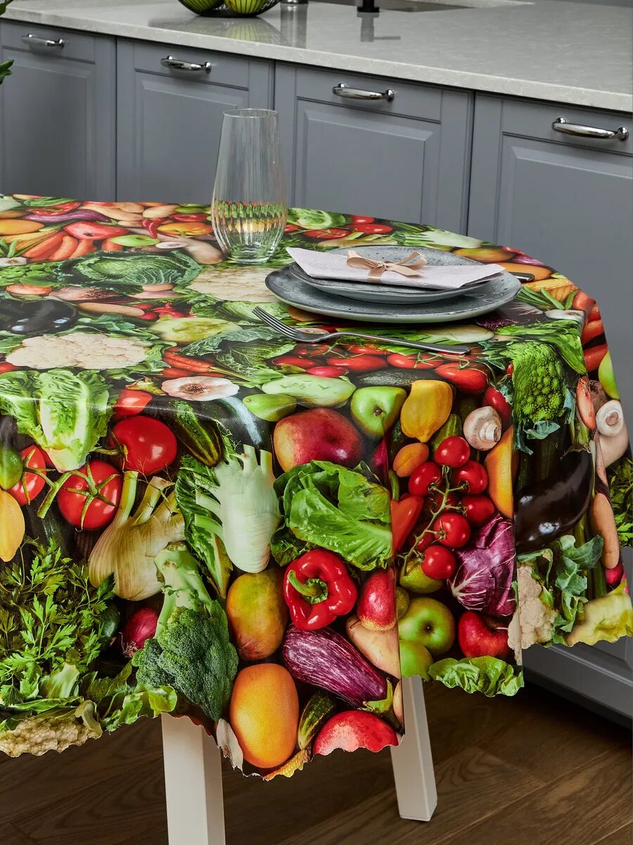 Скатерть клеенка овальная 140*180 см Овощи