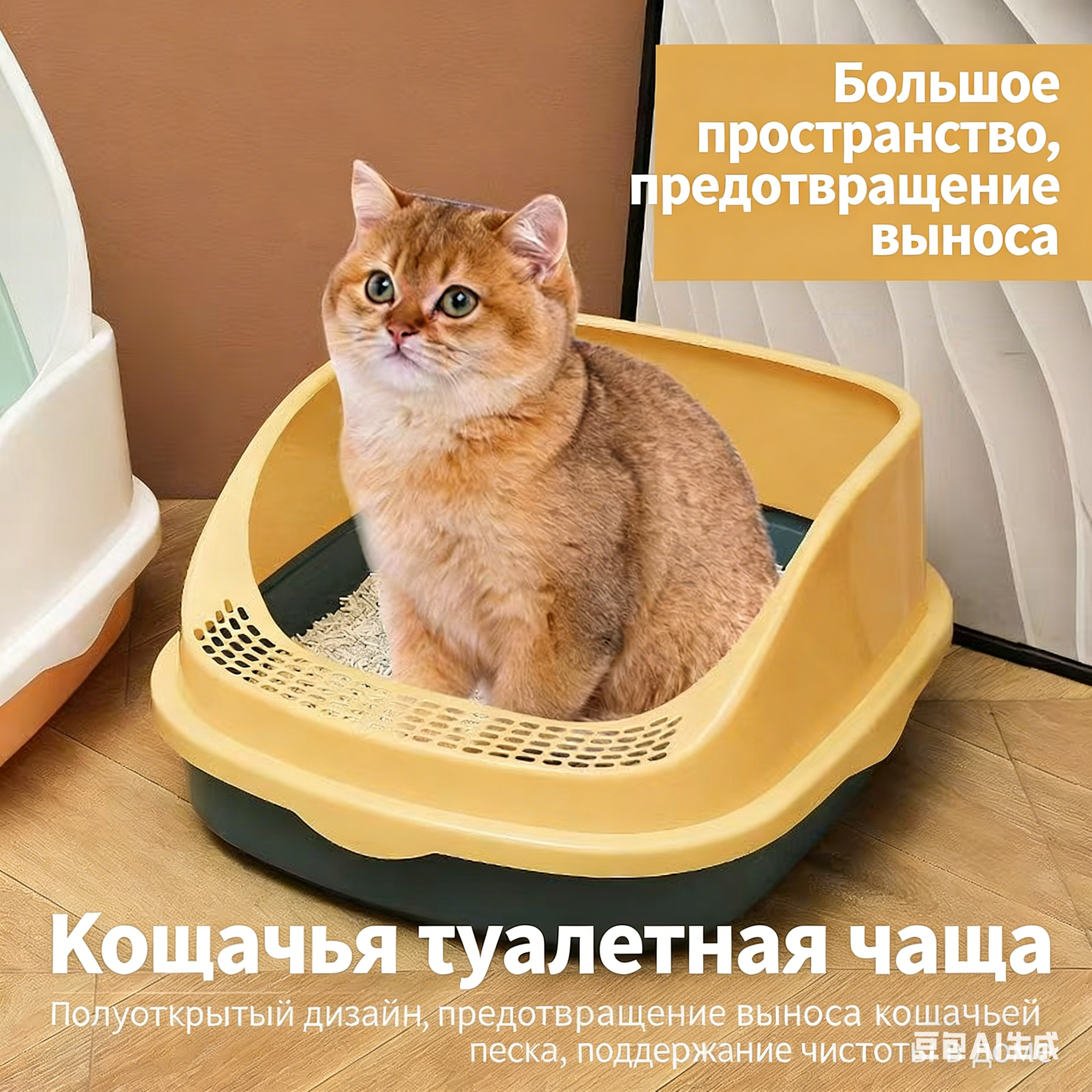 Туалет для кошек Пижон "Айша" M с бортом 47×39×21 см серый FIX