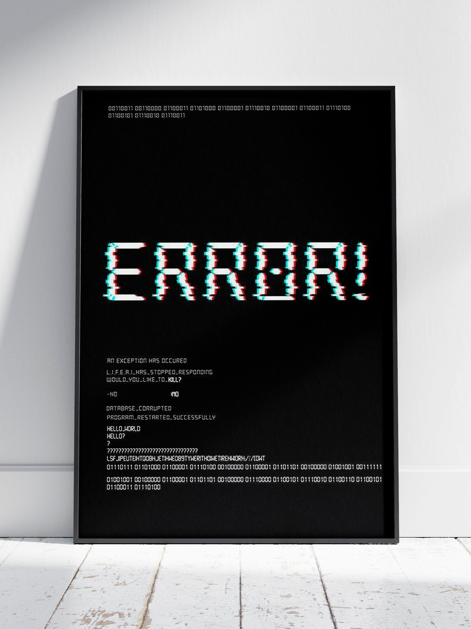 Плакат на стену для интерьера Цифровой Арт и Вапорвейв (Смещения RGB и Искажения 7) - Постер по неону формата A4 (21x30 см)