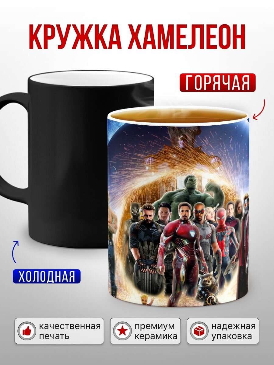 Кружка хамелеон Марвел Marvel, 330 мл, 1 шт.