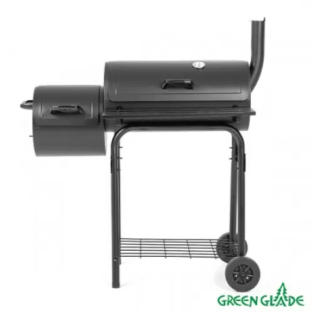 Коптильня гриль Green Glade 11092, двухъярусная, сталь, на колёсах, чёрная