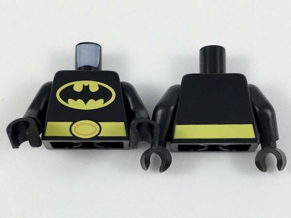 Деталь Lego 973pb3083c01 Torso Batman Logo in Yellow Oval Large, Yellow Belt with Oval Buckle Pattern / Black Arms / Black Hands