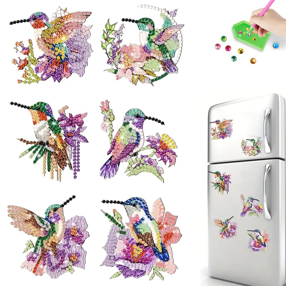 DIY-магниты на холодильник Птицы из акрила с магнитной основой, набор из 6 шт.