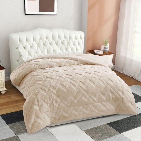 Плед Arya Dahlia Zigzag, 160x220 см, хлопок/полиэстер, бежевый