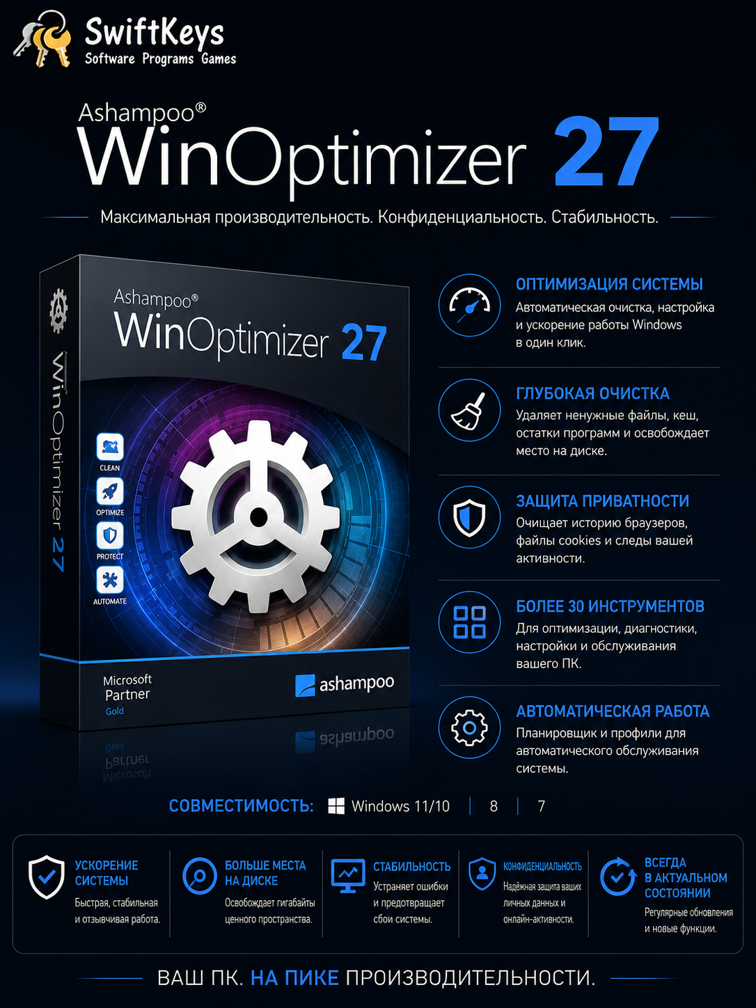 Программа Ashampoo WinOptimizer 27 / Бессрочная лицензия / Оптимизация ПК