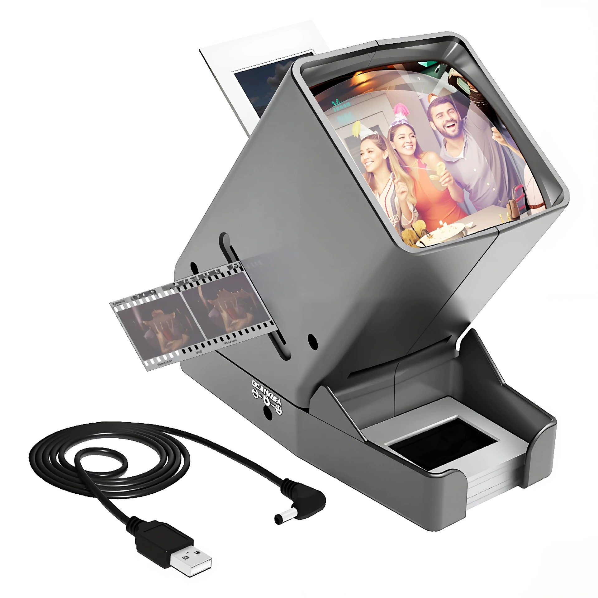 Сканер для слайдов и негативов, черный матовый, USB, для 35 мм пленок