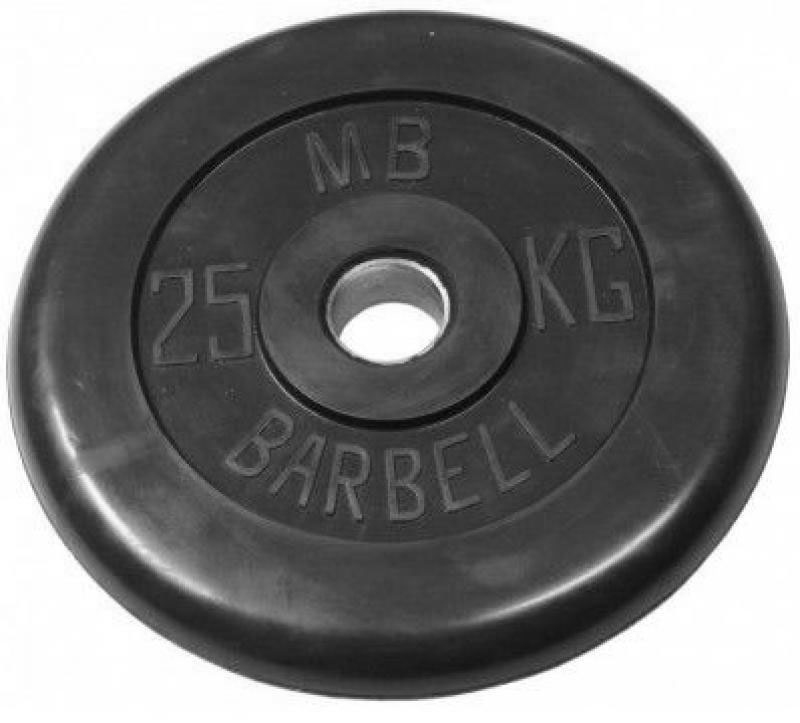 Диск обрезиненный MB Barbell d 26 мм чёрный 1,25 кг Atlet