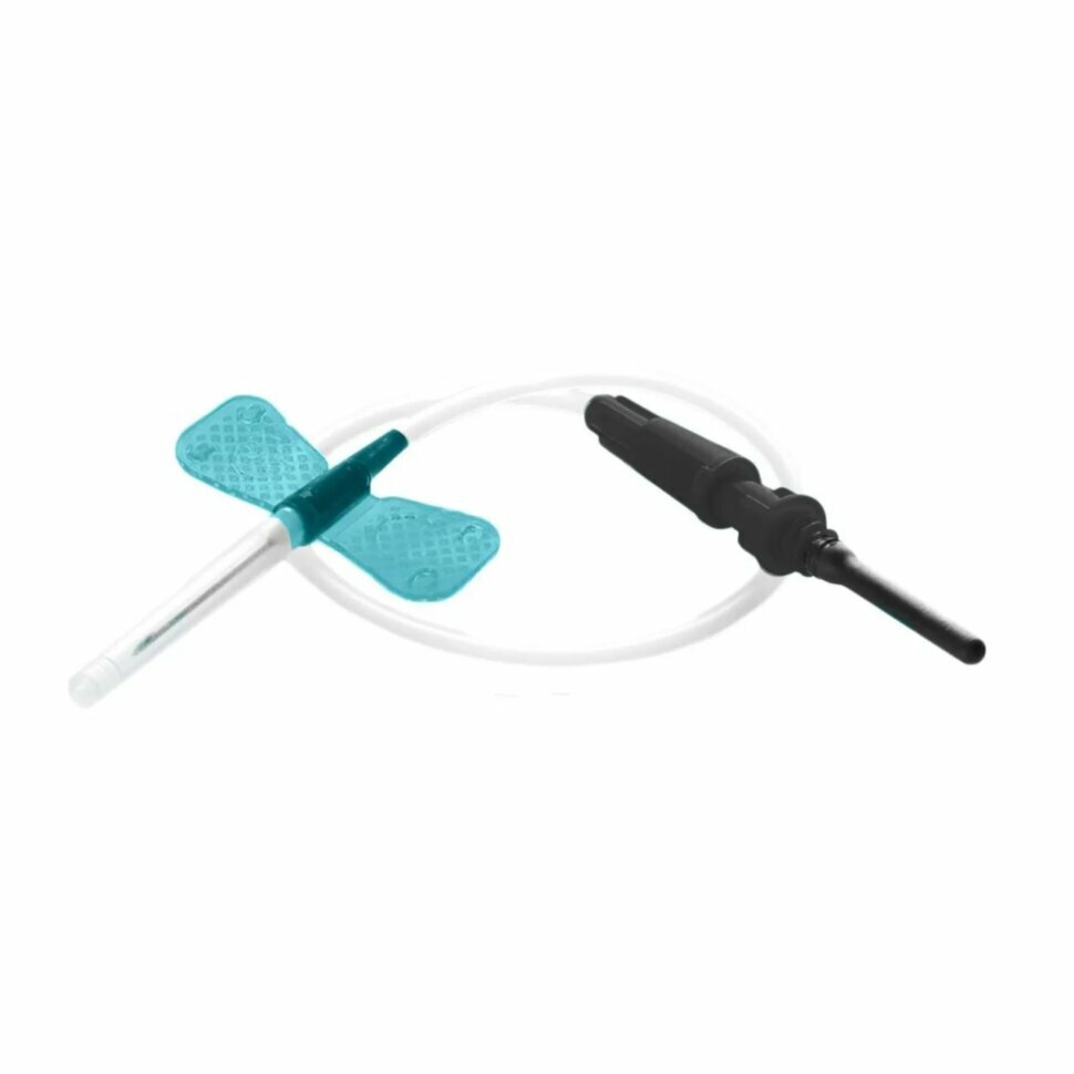 Игла-бабочка 22G (0,7х19мм) 19см черная, луер-адаптер Lind-Vac 100шт/уп, 1219719