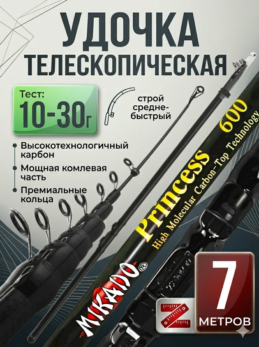 Удочка телескопический с кольцами MIKADO PRINCESS 7 метров