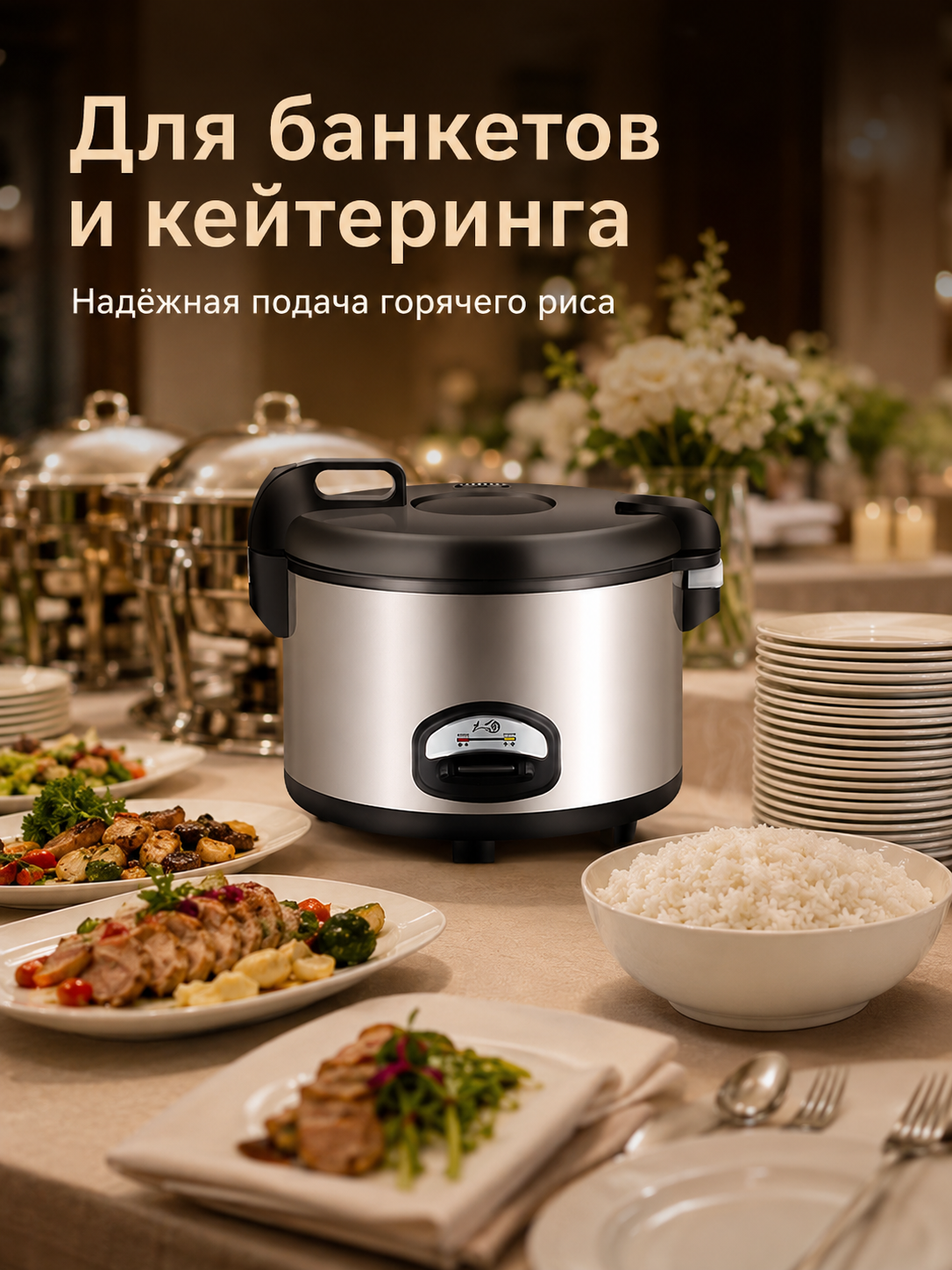 Рисоварка большая 13 л, для дома и ресторана, на 20-35 человек, мощная 2000 Вт — фото 1
