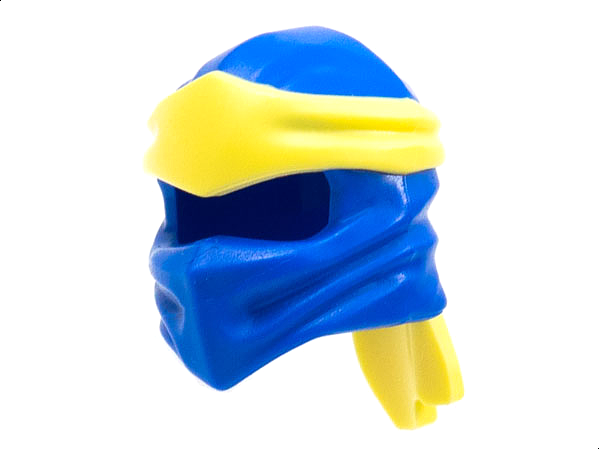 Minifigure, Headgear Ninjago Wrap Type 4 with Molded Bright Light Yellow Headband Pattern, 40925pb20 Blue U